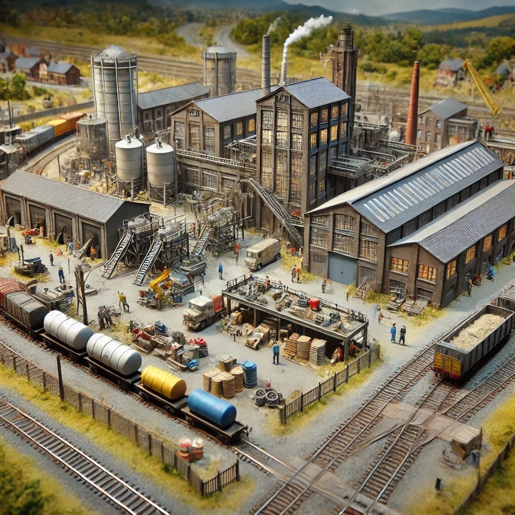 Detailed Industrial Complex - Model Railroad Ballast